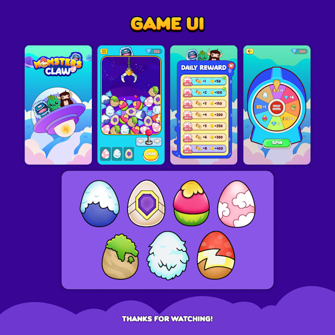 Do creative 2d game ui ux and game ui design for mobile by Tranyen0809 | Fiverr