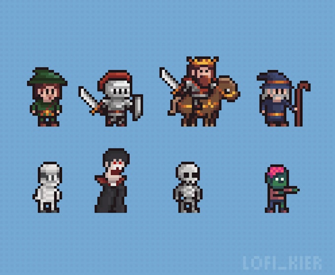 Create 16x16 pixel art assets portraits sprites icons tiles by Lofi ...