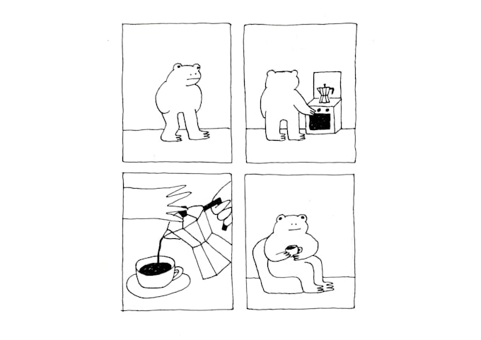 Create a minimalistic doodle comic book and illustration by Nasticelli ...