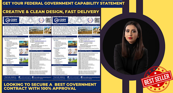 Write and design a government capability statement, government contract ...
