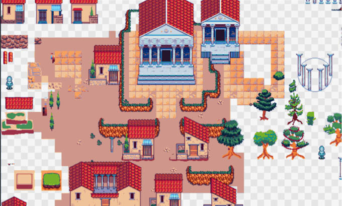 Create pixel art tileset background environment room rpg maker fantasy ...