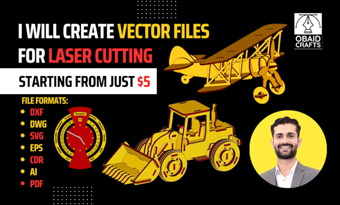 Draw or convert custom design vector files for laser cutting dxf dwg ...