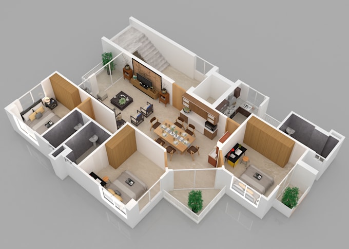 Make 2d to 3d floor plan modelling and rendering by 3ds max by ...