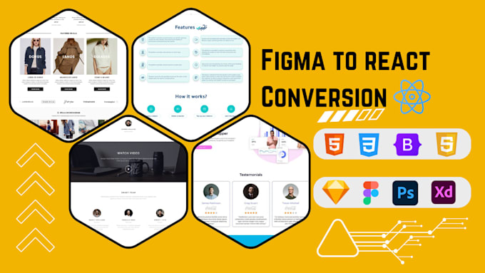 Convert figma to react js psd, xd, sketch and image with css and ...