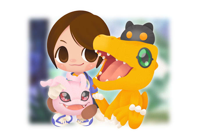 Draw you as cute digimon tamers or anime character by Nemurenaidraw ...