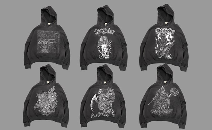 Draw black and white dark art for streetwear clothing design by ...