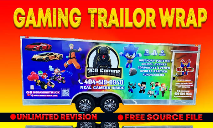 Create amazing gaming trailer wrap, truck wrapand vehicle wrap design ...