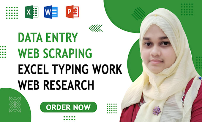 Do data entry, web scraping, excel typing work by Ayeshasiddik50 | Fiverr