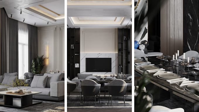 Do living room 3d interior design by Linre_studio | Fiverr