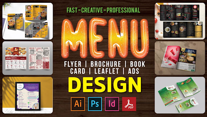Design professional and modern paper menu, folded menu and food flyers ...