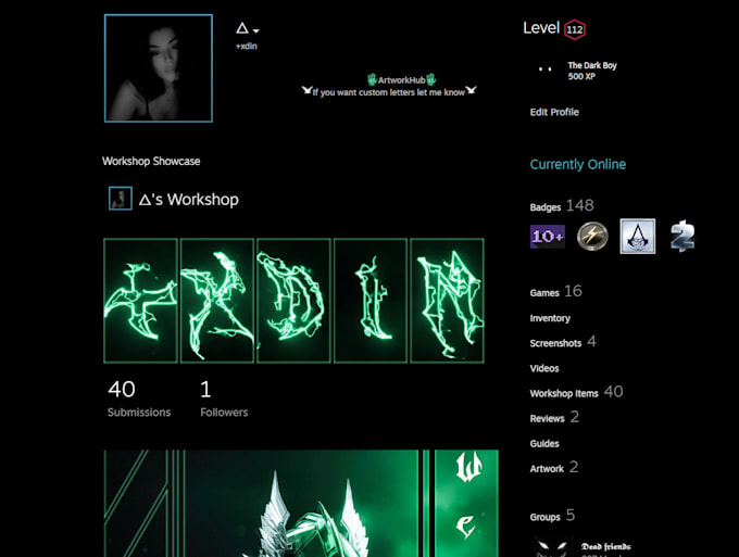 Do custom letter workshop steam showcase or even artwork with custom ...