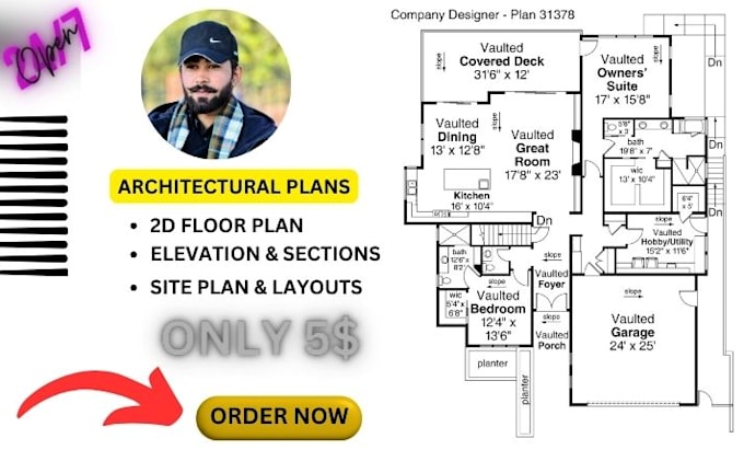 Be your architect, draftsman for house plans, 2d and 3d floor plan by Atifmaping | Fiverr