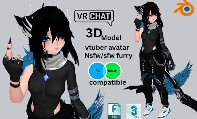Create vrchat avatar 3d model furry avatar vr character vtuber anime ...