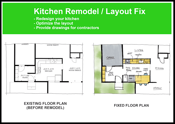 Fix your kitchen floor plan for a remodel or new build by Runner_design ...