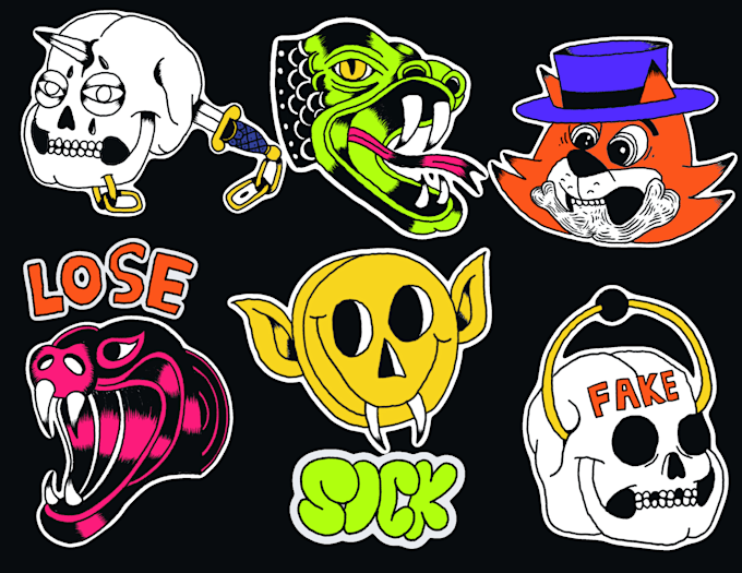 Hand drawn outsider punk logo tshirt poster sticker lowbrow by ...