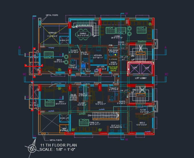 Create a design autocad 2d floor plan architectural floor plan by ...