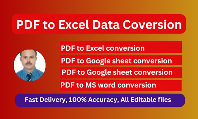 Convert pdf to excel, csv, google sheet or word editable files by Mathew690 | Fiverr