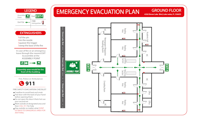 Design an easy to use emergency exit plan, evacuation map by ...