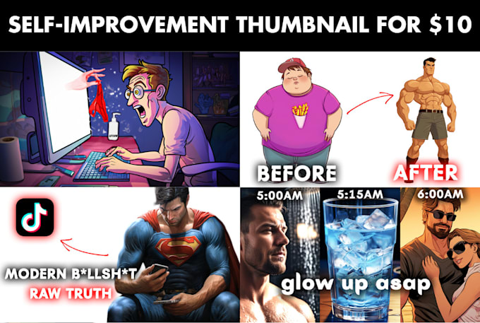 Design best and amazing self growth youtube thumbnail by Iammanuyadav ...