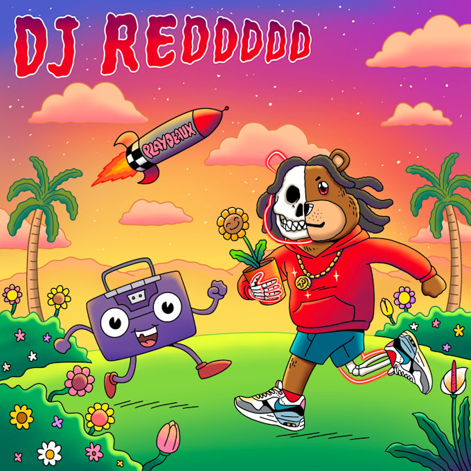 Groovy cartoon illustration hip hop rap cover artwork music by ...