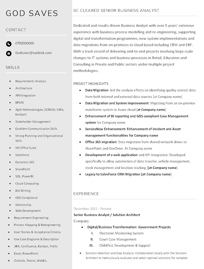 Sculpt a standout cv, igniting your career journey by Ba_mentor | Fiverr