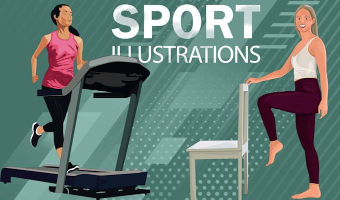 Draw exercise sports fitness workout and yoga illustrations by ...