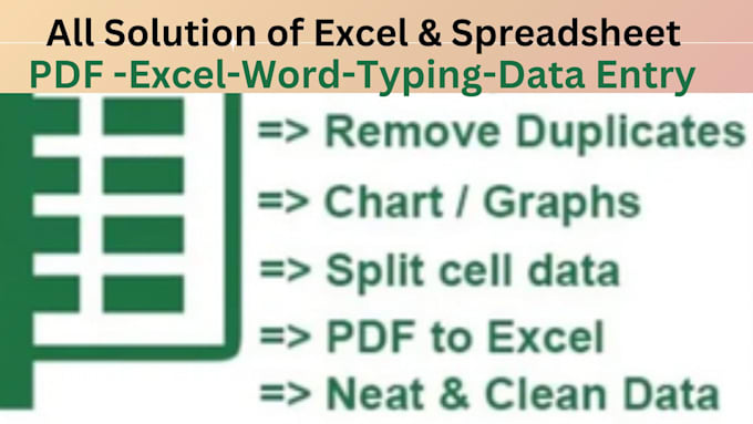 Help you in excel,ms word,pdf conversation,typing,data entry and cleaning by Mdalamgir88a | Fiverr