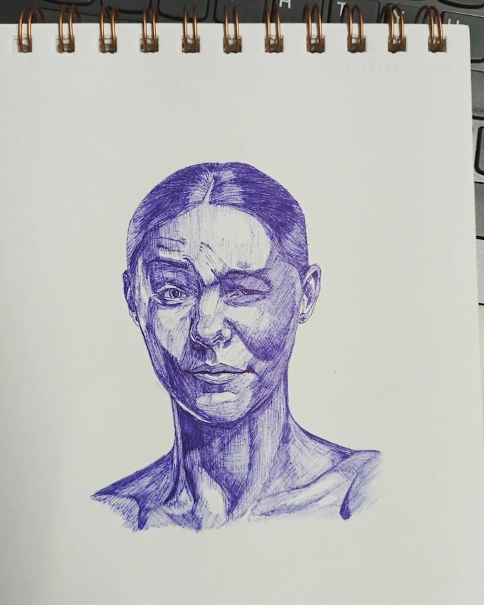 Draw your realistic portrait in pen by Akhleshmurmu | Fiverr