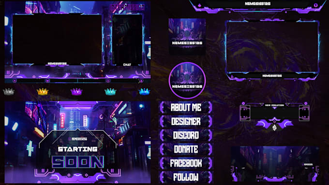 Create animated kick, twitch overlay package, screens, alerts, panels ...