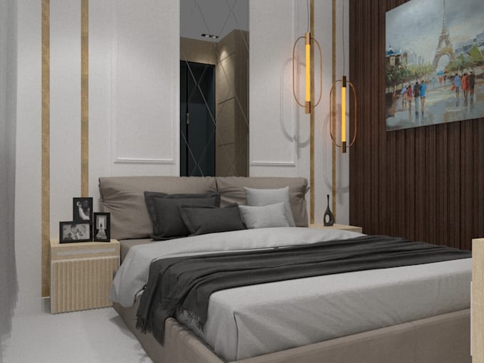 Design your interior bedroom by sketchup by Reza_ahmed | Fiverr
