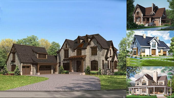 Design house, apartment, highrise front elevation by Zarararchitect | Fiverr