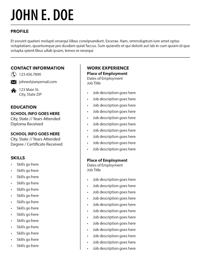 Create a super simple résumé by Earthangel__777 | Fiverr