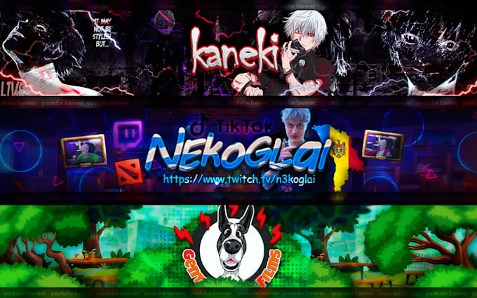 Draw a bright unique cartoon banner and logo for youtube by Hatakest ...