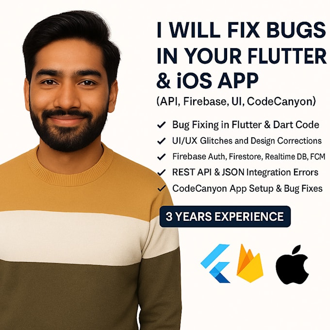 Fix bugs in your flutter and ios app api firebase, ui, codecanyon by Raheel6240 | Fiverr