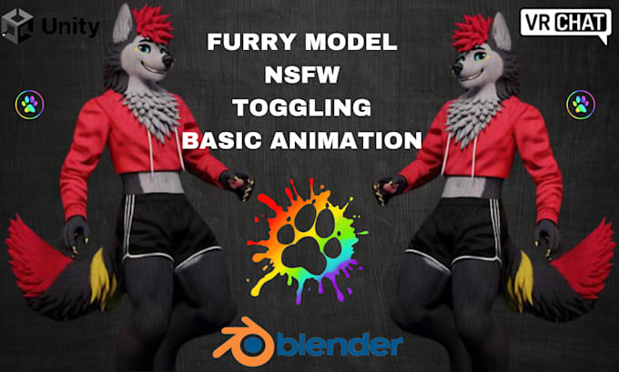 Do 3d furry model, vrchat avatar, fursona vrc avatar, animaze, vseeface ...
