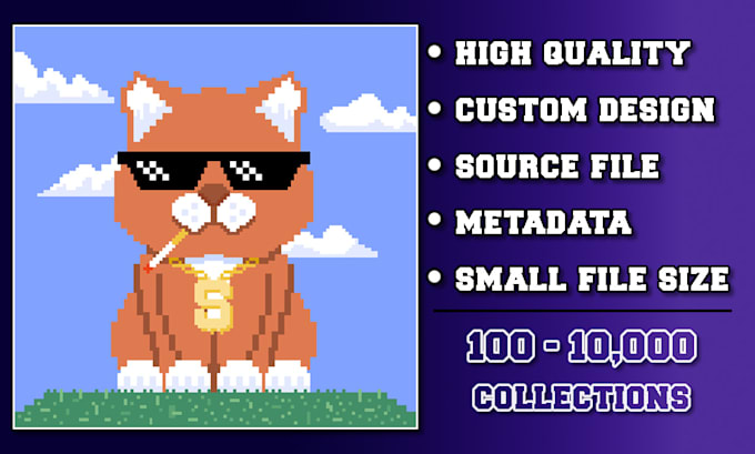 Create unique 10k nft pixel art collection for you by Miteshaheriya ...