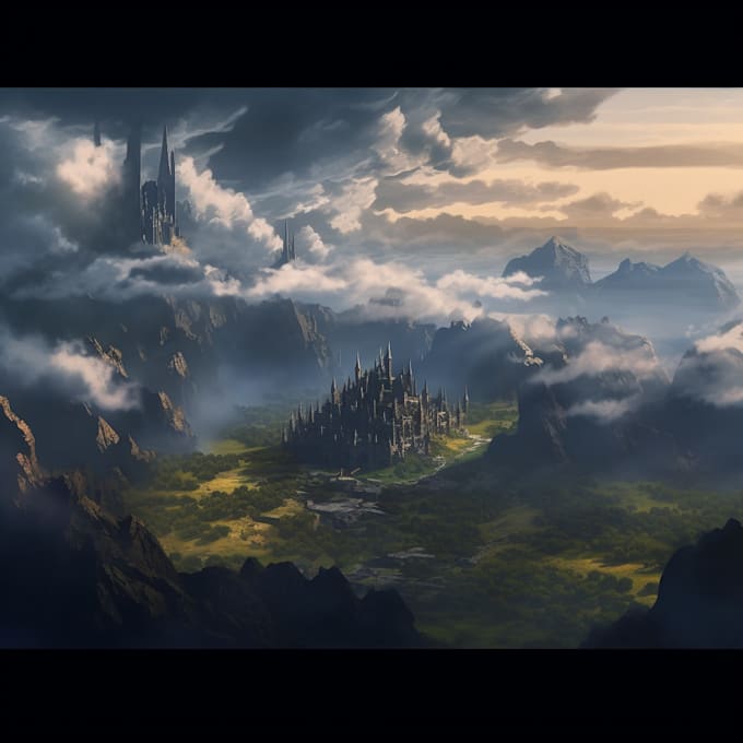 Create a fantasy landscape, background, environment scene by Bonniesol ...