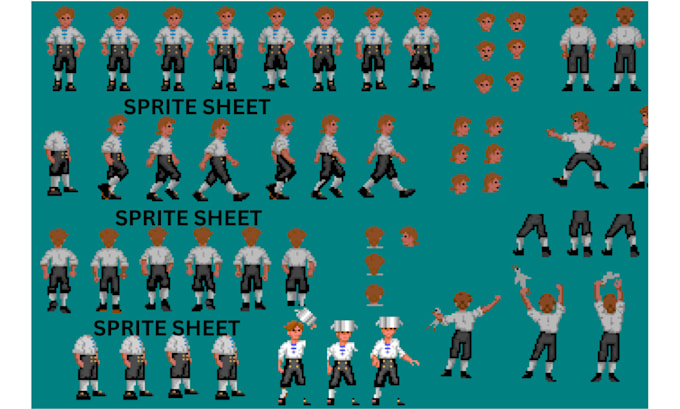 Dibujar hoja de sprites 2d animación de sprites de personajes pixel art ...