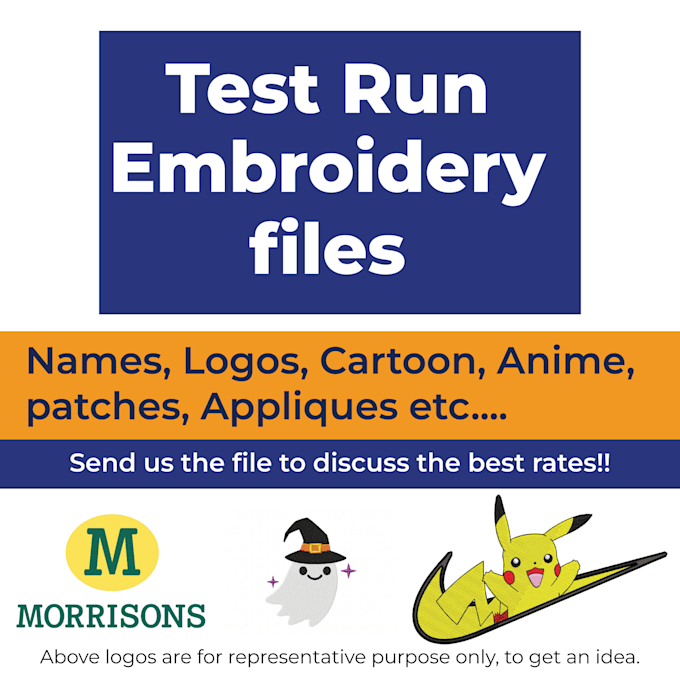 Test embroidery pes dst emb files on fabric by Ecommercestory | Fiverr