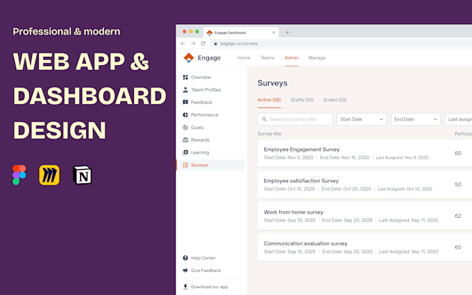 Design a professional modern web app, admin dashboard ux ui by ...