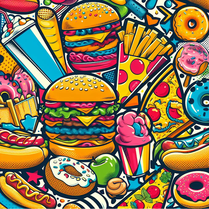 Make food pop art of your food by Koffutto | Fiverr
