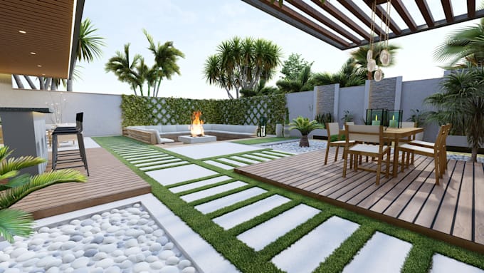 Do backyard design, garden 3d, site plan as a landscape architect by ...