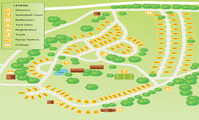 Clickable interactive rv park map plat map site plan campground vector svg map by Robin199711 ...