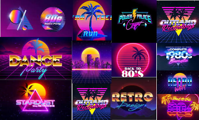 Design 60s,70s,80s,90s logo for neon,vintage style,retro and 3d mockup ...