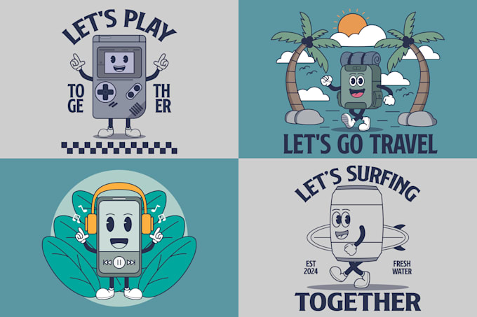 Create Vintage Retro Cartoon Mascot Character Illustration By
