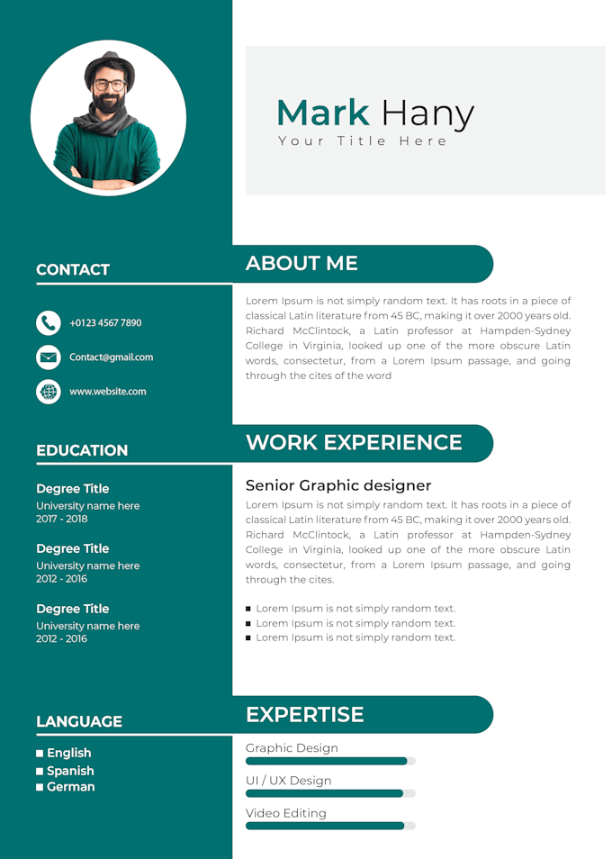 Design resume or cv for you by Twoinsoft_sumon | Fiverr