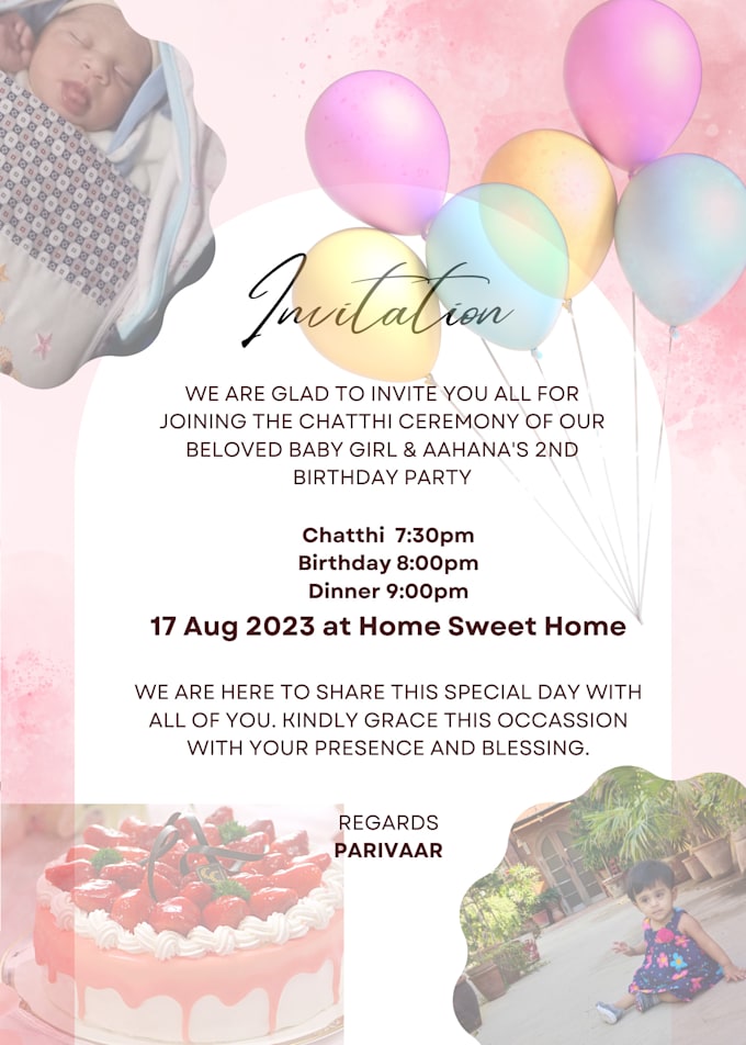 Design a aesthetic invitation design cards with lots of love by ...