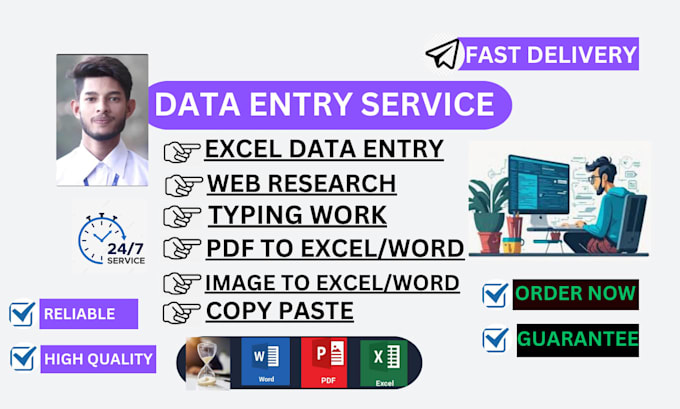 Do accurate excel data entry, web research, copy paste by Rakib184 | Fiverr