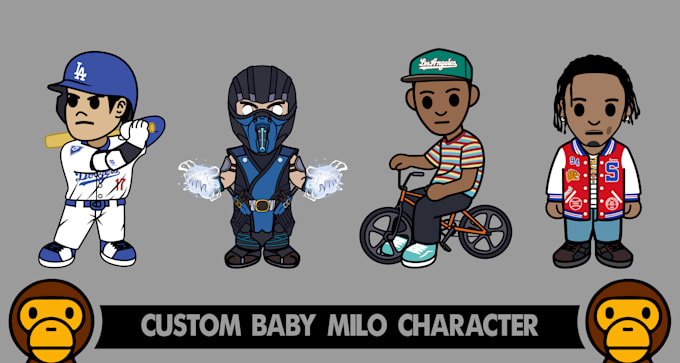 Draw awesome bape baby milo character style potrait by Ikwan_graphic ...