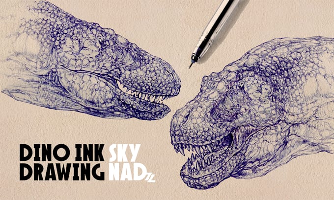 Create detailed dinosaur ink drawings in ballpoint pen by Skynadzz | Fiverr